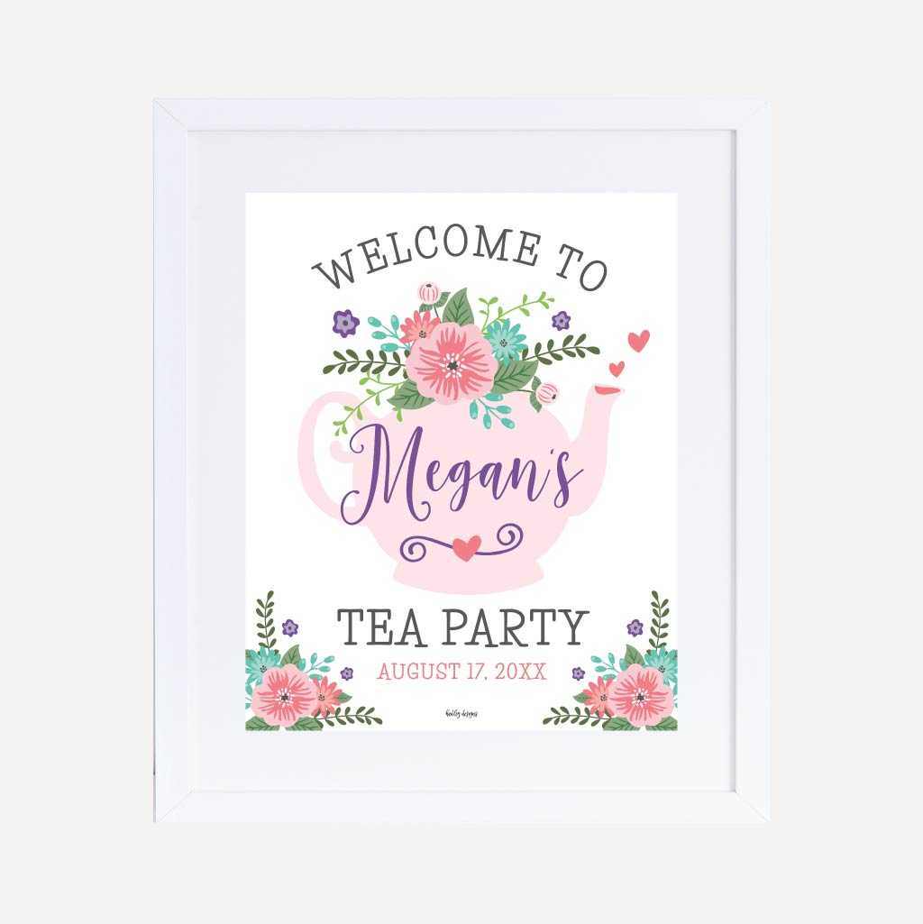 Printable Floral Tea Kids Party Welcome Sign Template | Hadley Designs