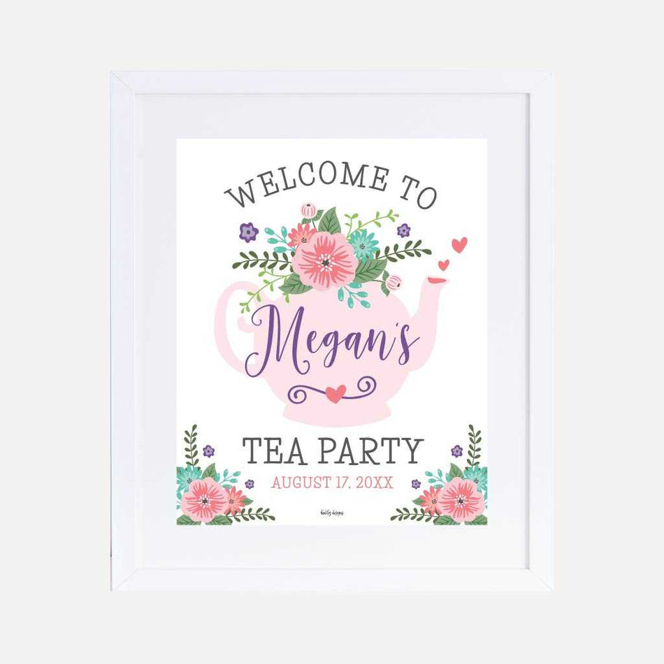 Printable Floral Tea Kids Party Welcome Sign Template | Hadley Designs