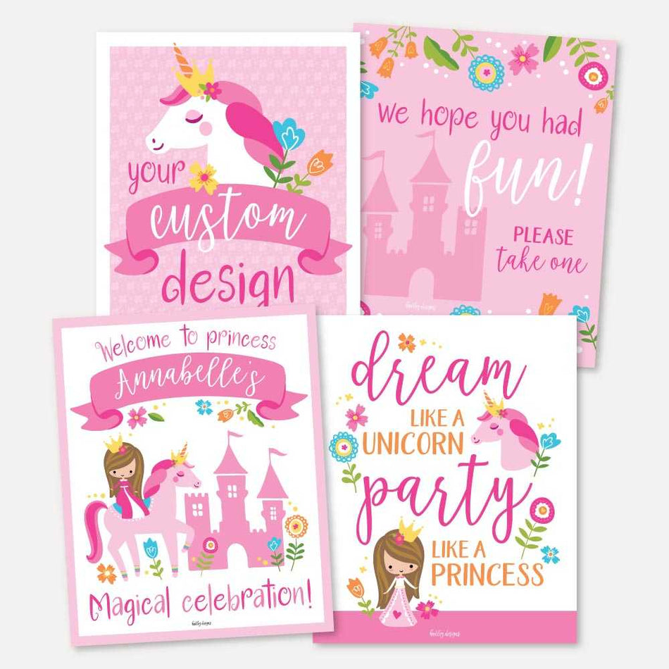 Printable Unicorn Princess Kids Party Sign Set Template | Hadley ...
