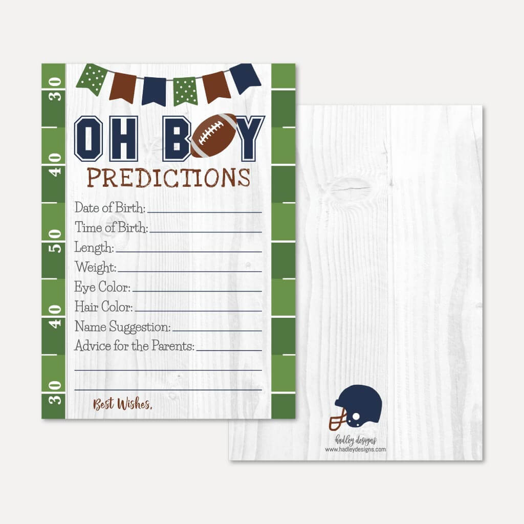 Printable Football Baby Shower Predictions, Advice, and Wishes Set ...