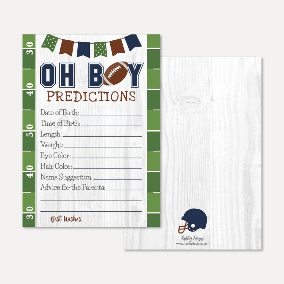Printable Football Baby Shower Predictions Card Template | Hadley ...