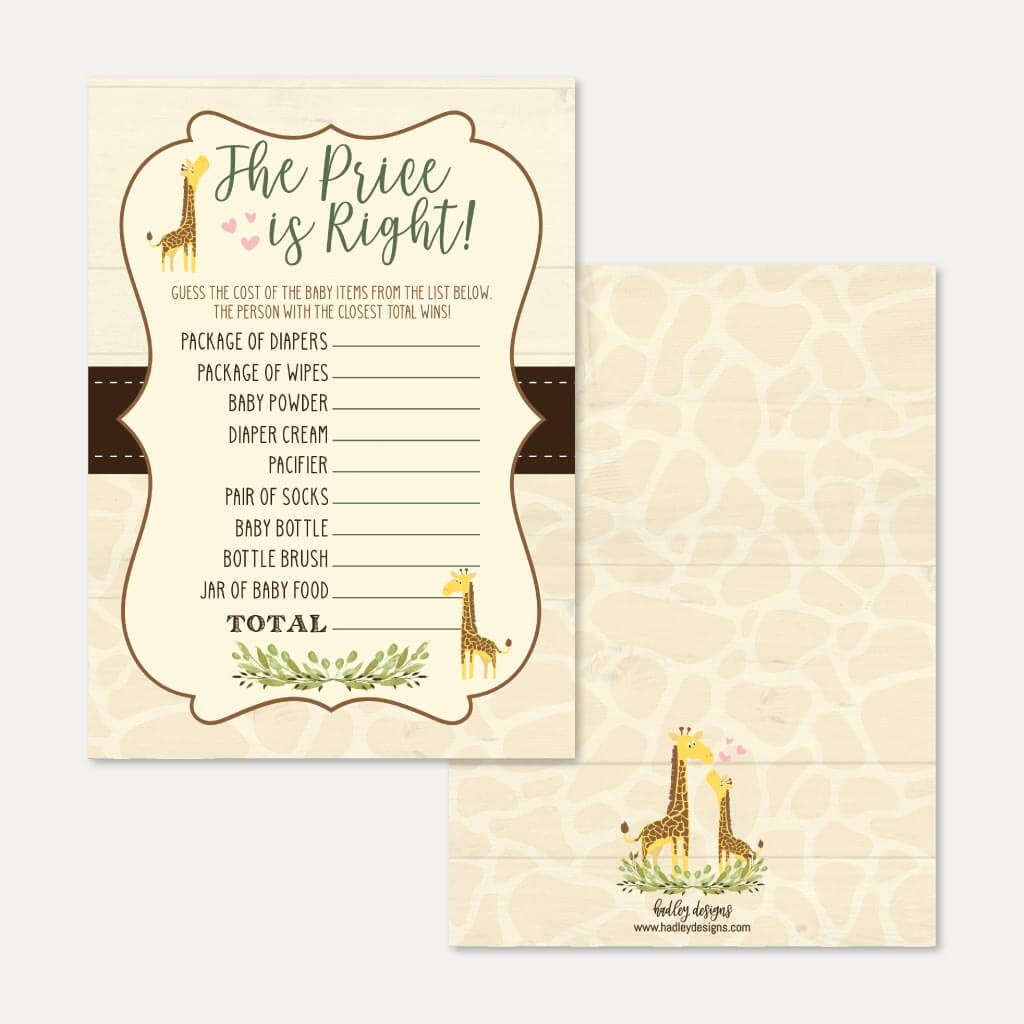 Printable Giraffe Baby Shower Game Set Templates | Hadley Designs