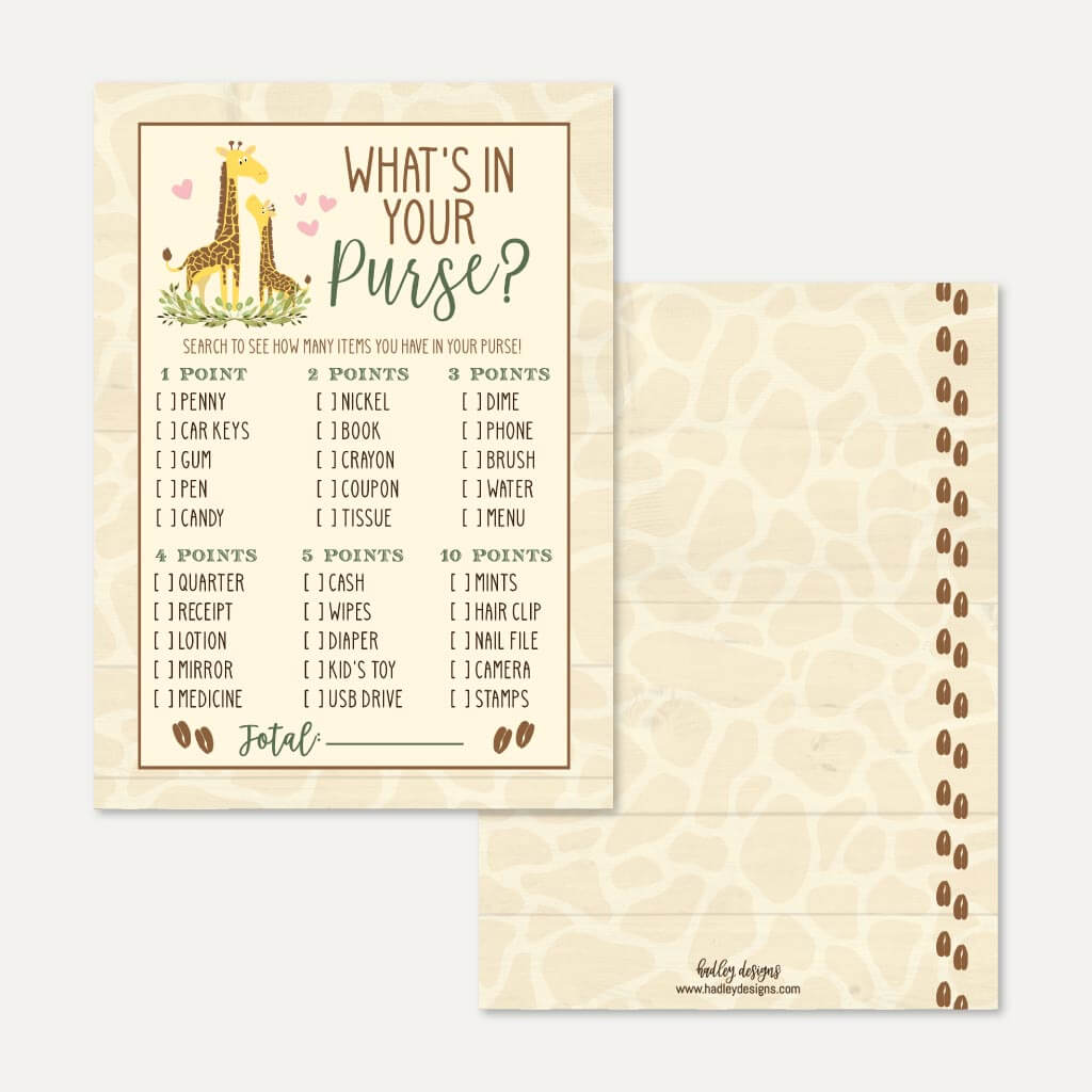 Printable Giraffe Baby Shower Game Set Templates | Hadley Designs