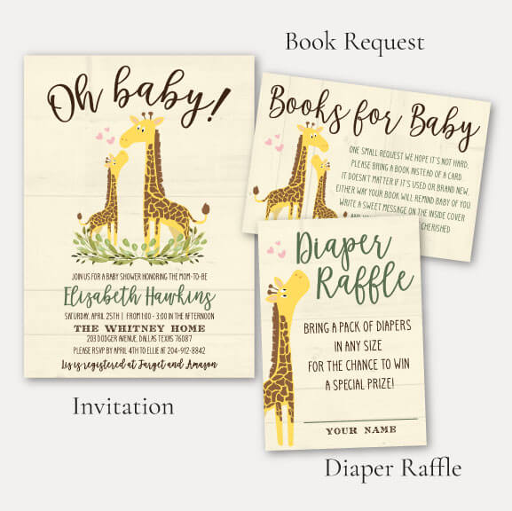 Printable Giraffe Baby Shower Complete Package Templates | Hadley Designs