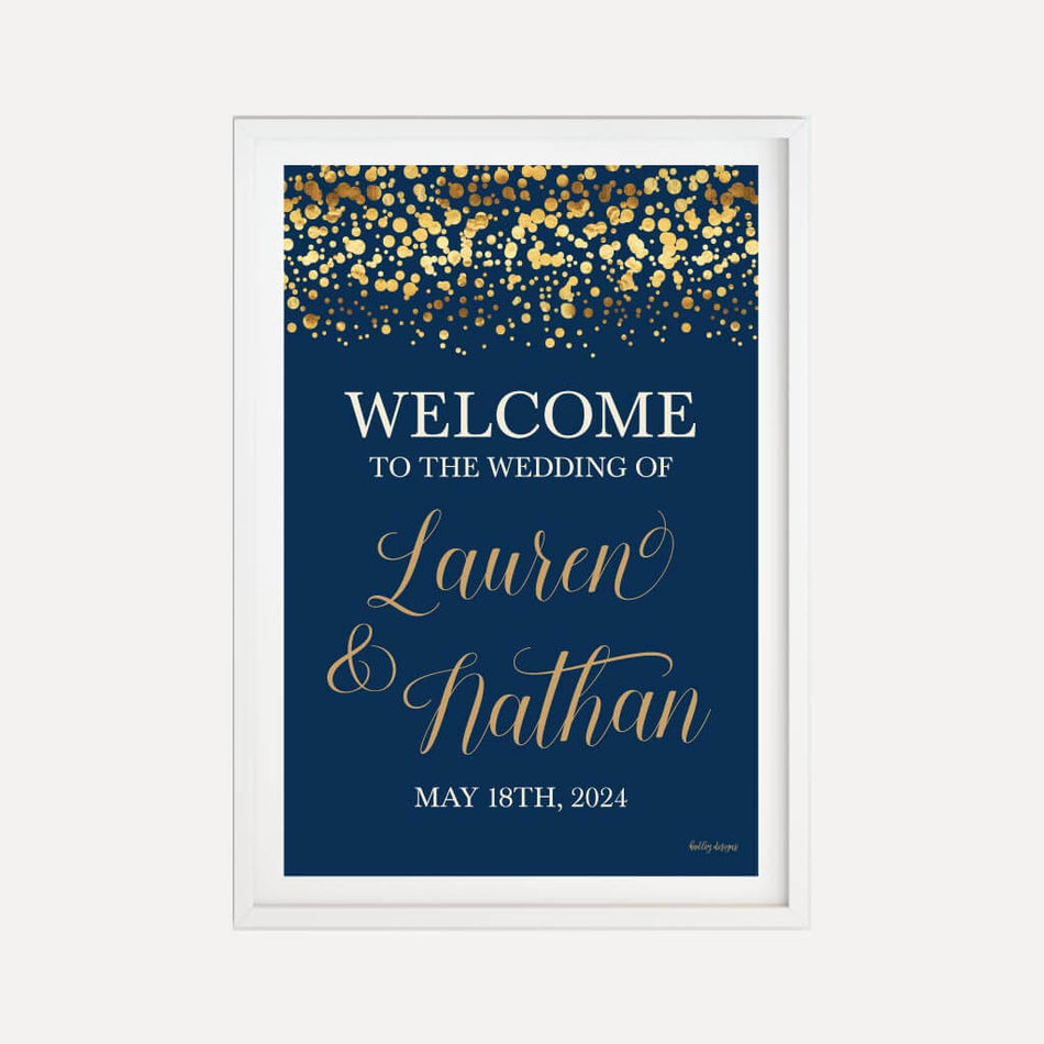 Printable Gold Dots Navy Wedding Welcome Sign Template | Hadley Designs ...