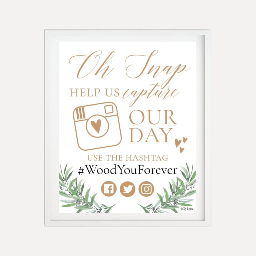 Printable Greenery Wedding Hashtag Sign Template | Hadley Designs