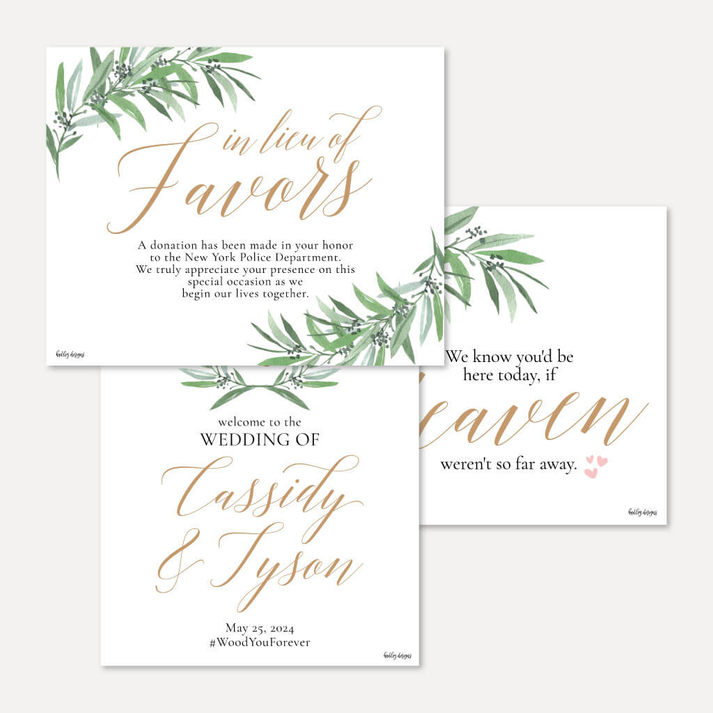 Printable Greenery Wedding Signs Set Templates | Hadley Designs