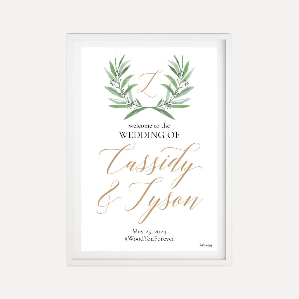 Printable Greenery Wedding Welcome Sign Template | Hadley Designs ...