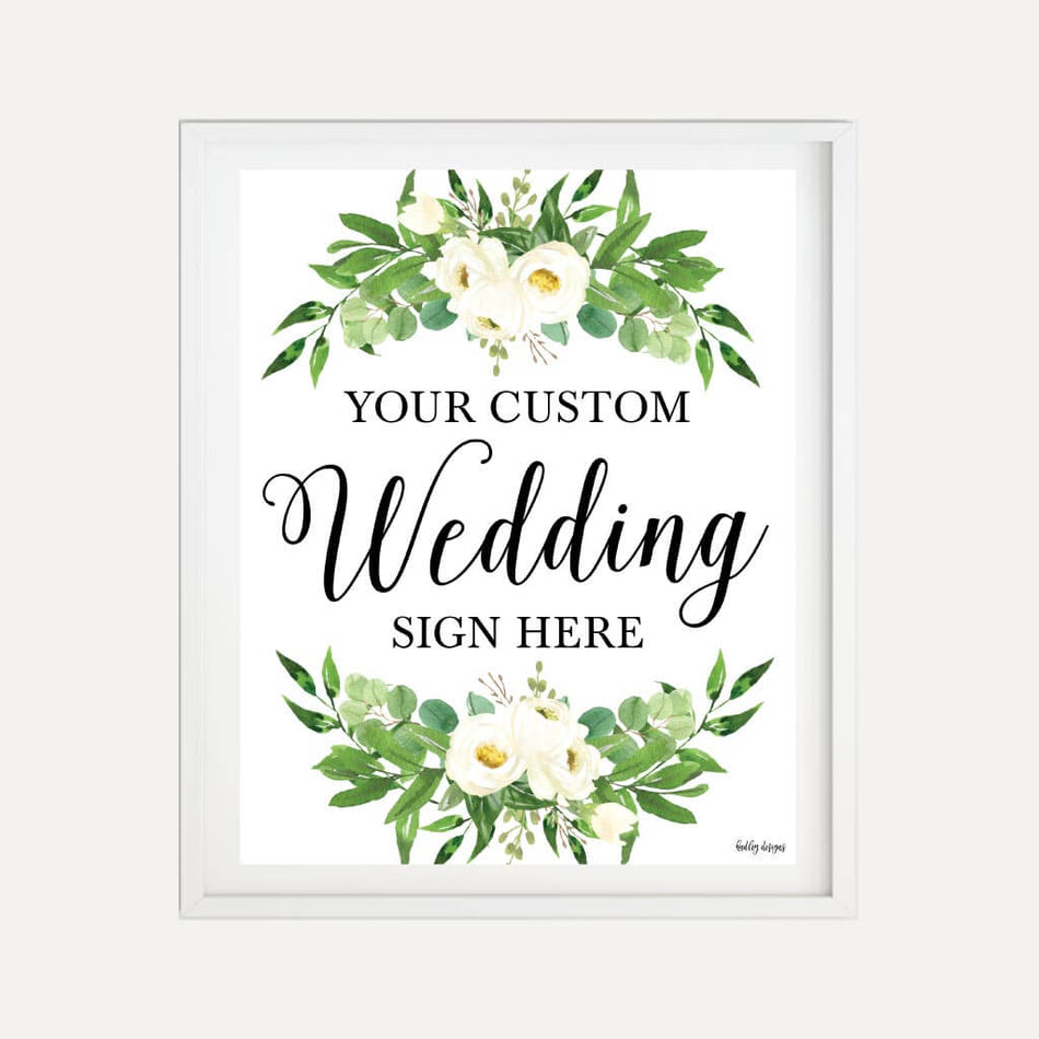 Printable Greenery Wreath Wedding Custom Sign Template | Hadley Designs ...
