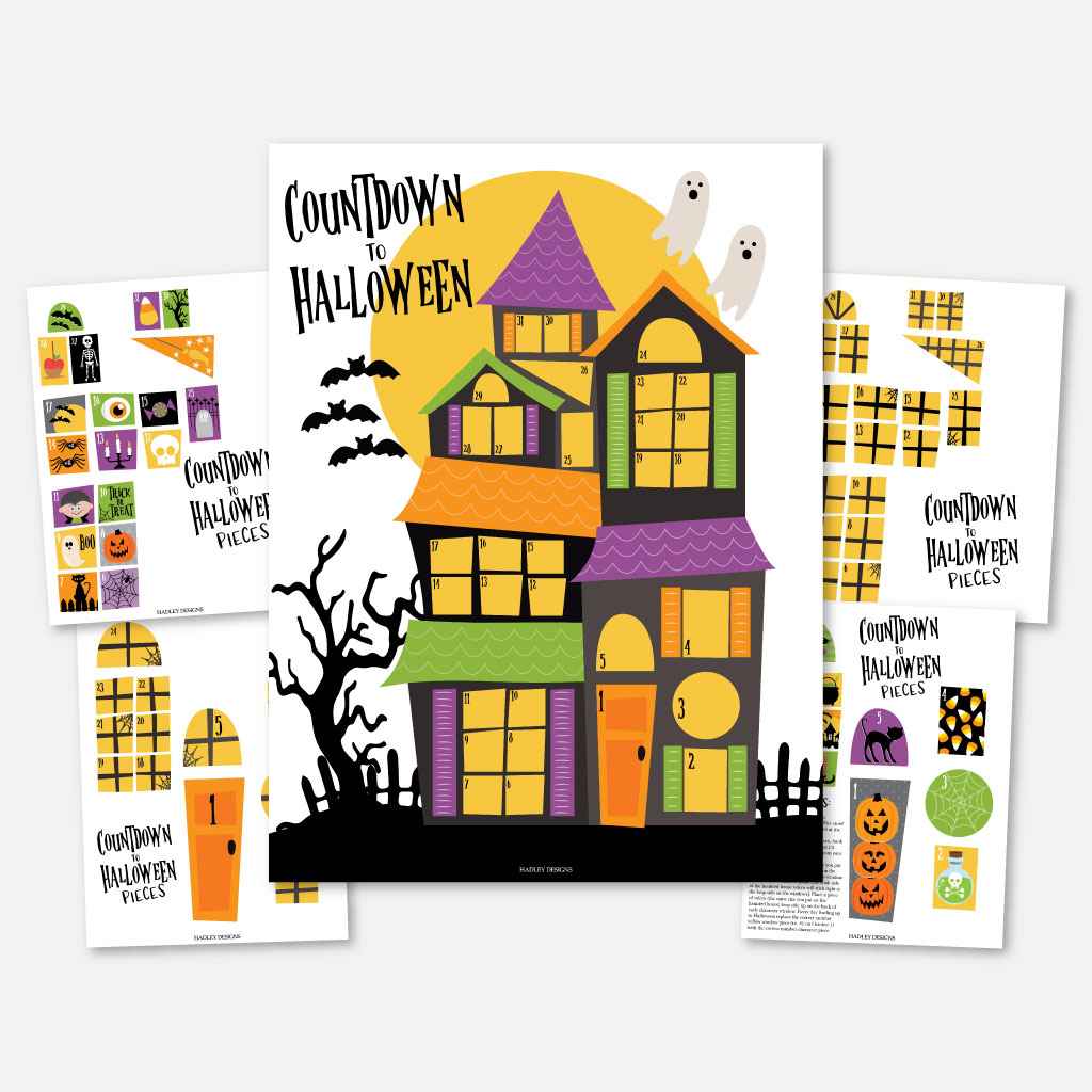 Printable Halloween Countdown Party Sign Template | Hadley Designs ...