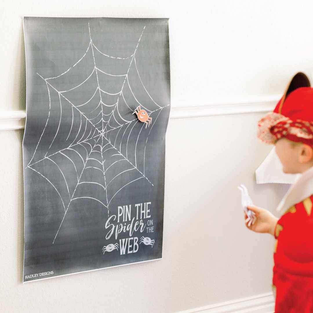 Printable Pin The Spider On The Web Halloween Party Game Template ...