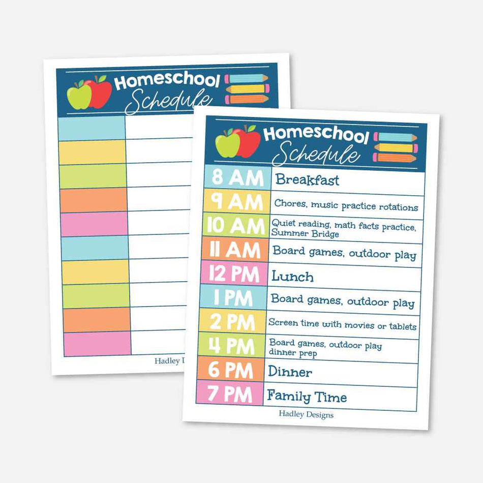 Printable Homeschool Schedule Template | Hadley Designs