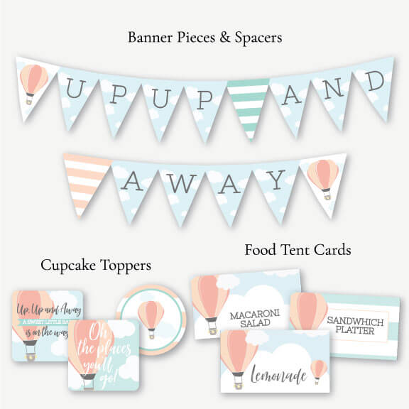 Printable Hot Air Balloon Baby Shower Complete Package Templates ...