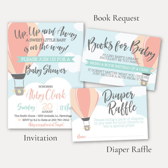 Printable Hot Air Balloon Baby Shower Complete Package Templates ...