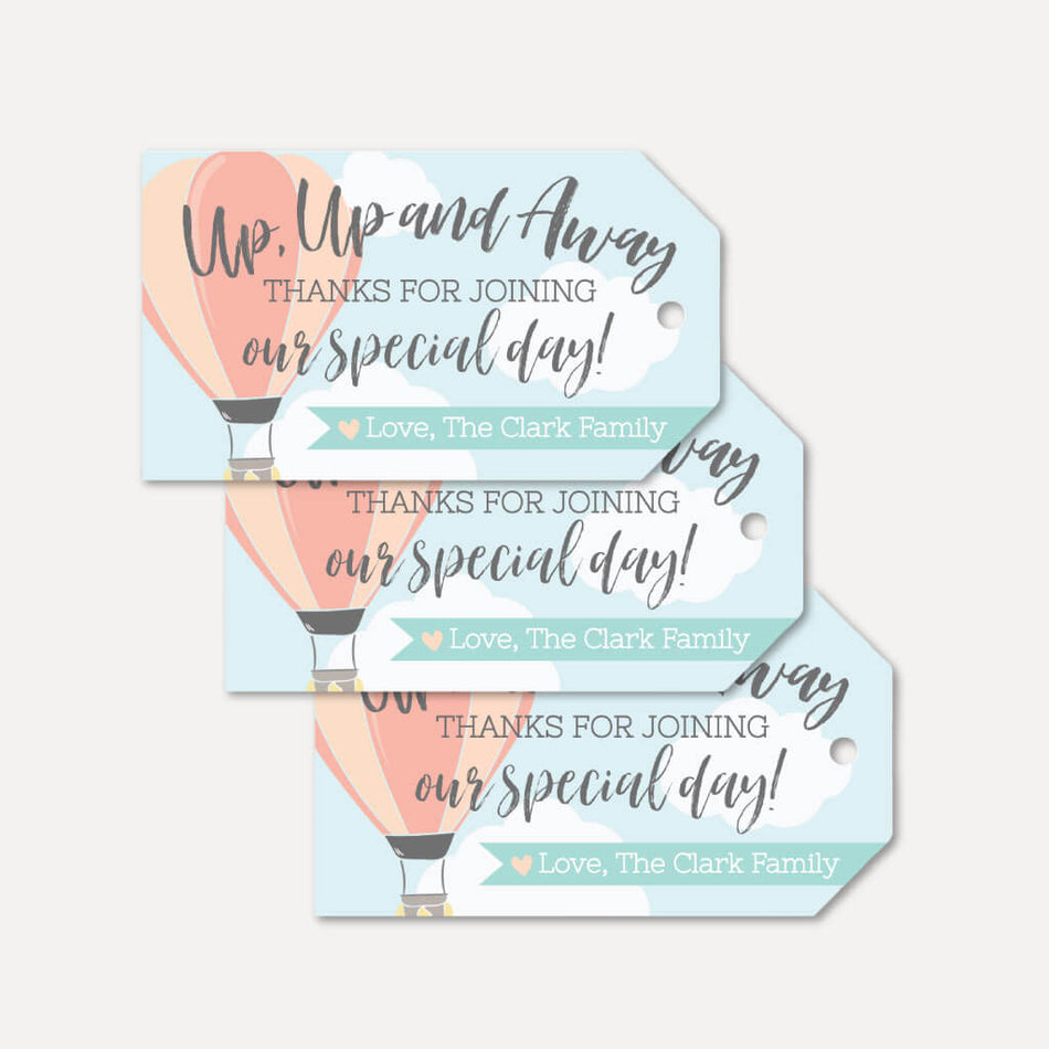 Printable Hot Air Balloon Baby Shower Thank You Favor Tags Template ...