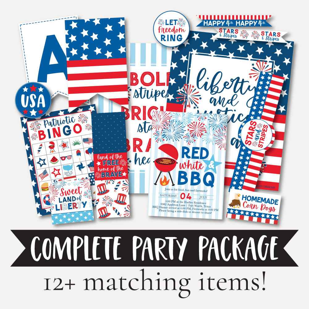 Printable Independence Day Complete Package Templates | Hadley Designs ...