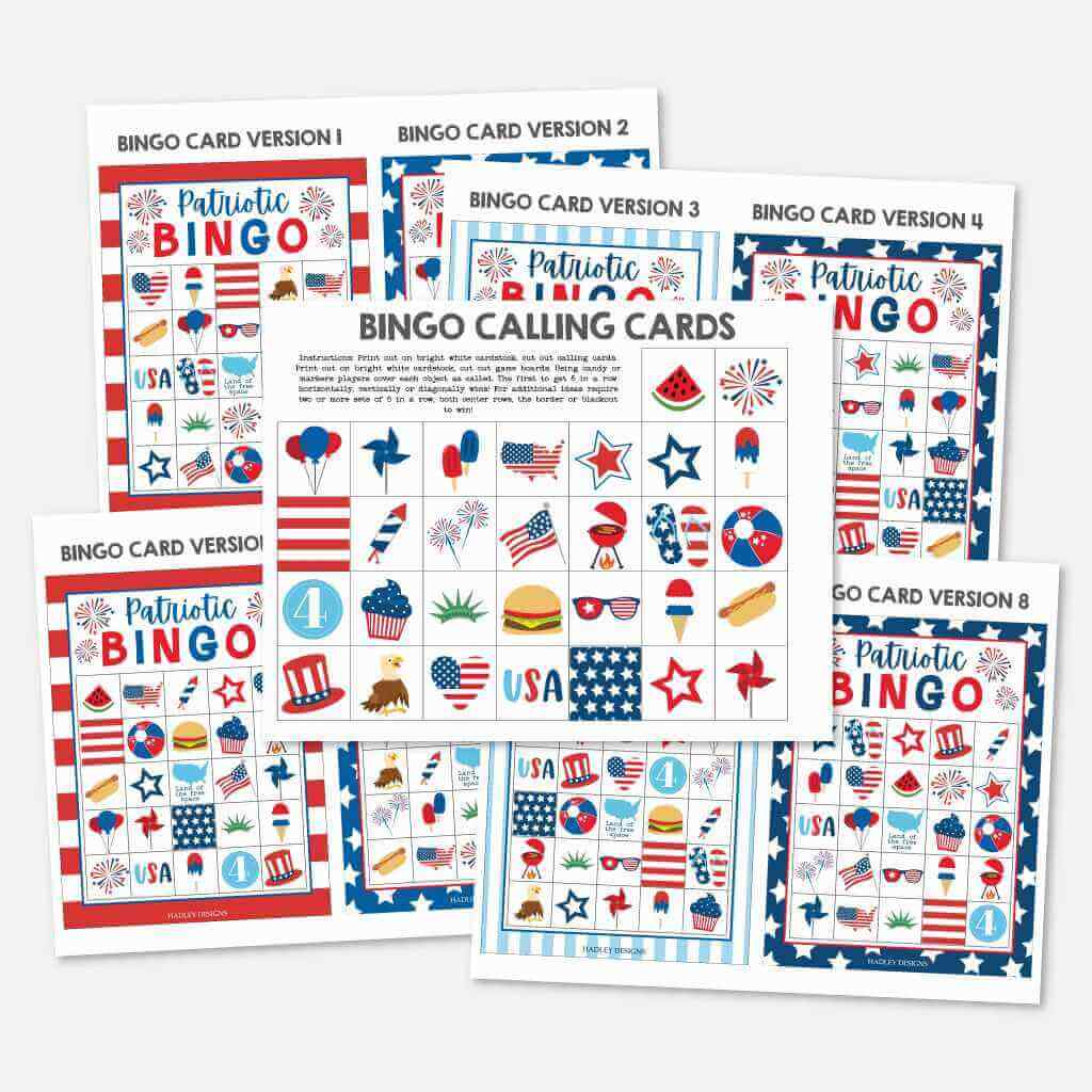 Printable Independence Day Bingo Game Template | Hadley Designs
