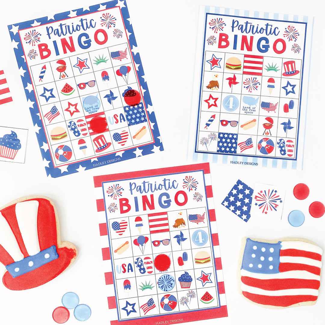 Printable Independence Day Bingo Game Template | Hadley Designs