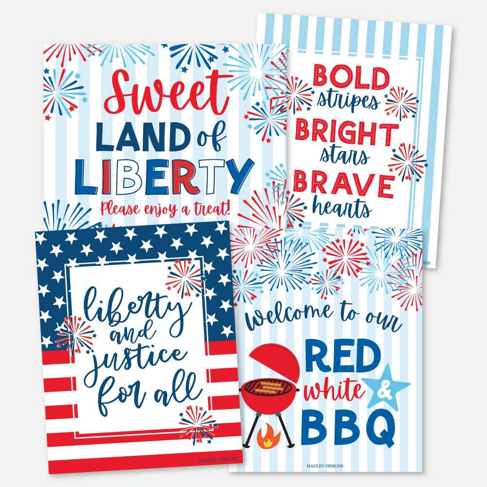 Printable Independence Day Sign Set Templates | Hadley Designs