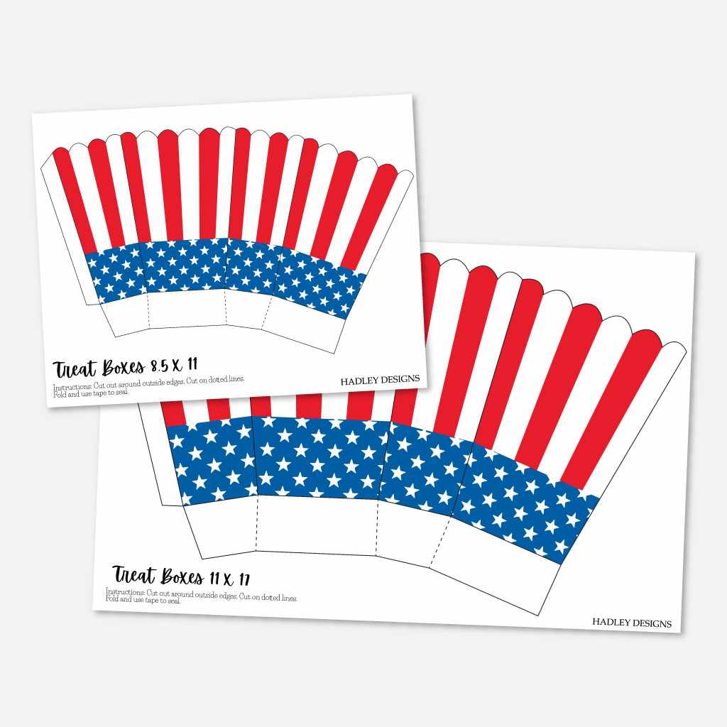 Printable Independence Day Treat Box Template | Hadley Designs