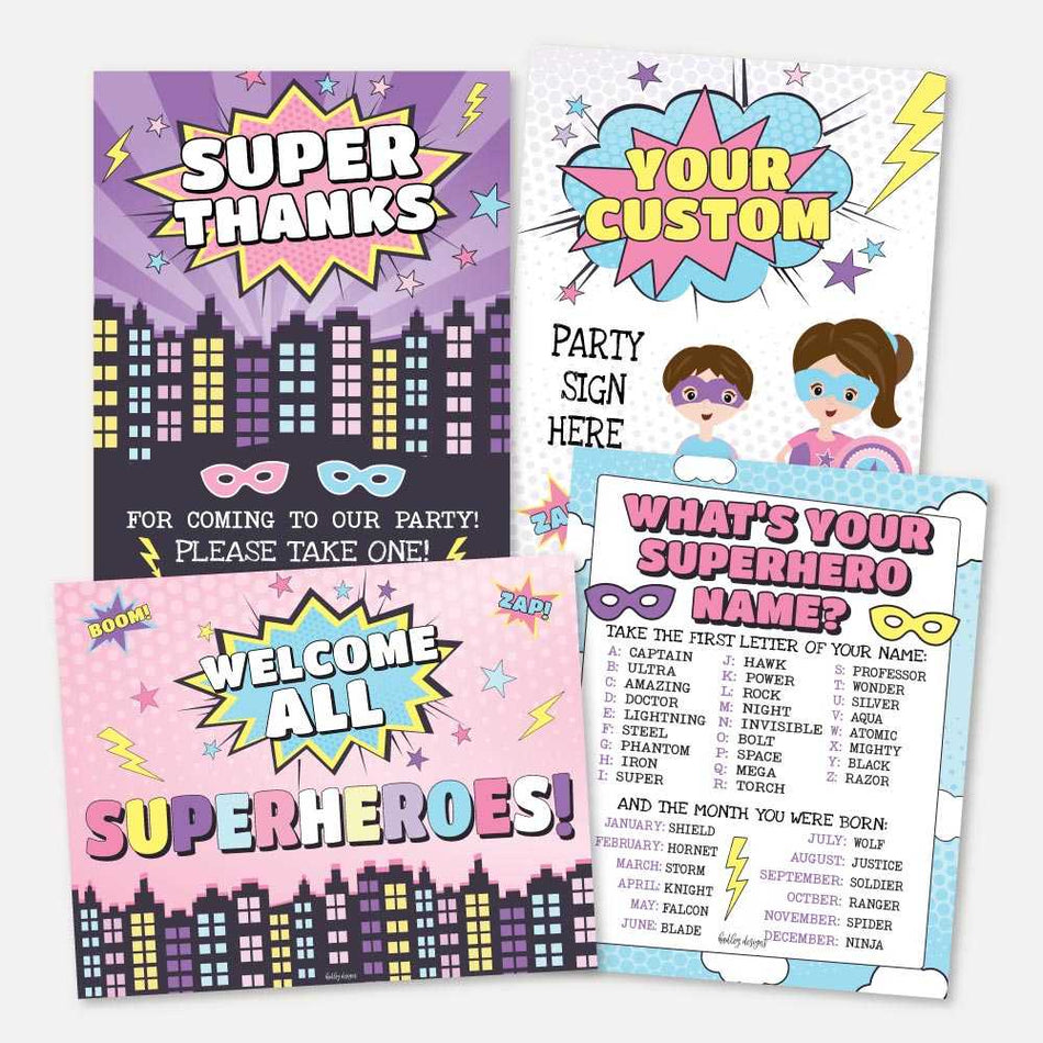 Superhero Party Signs A Superhero Party | Gray House Studio