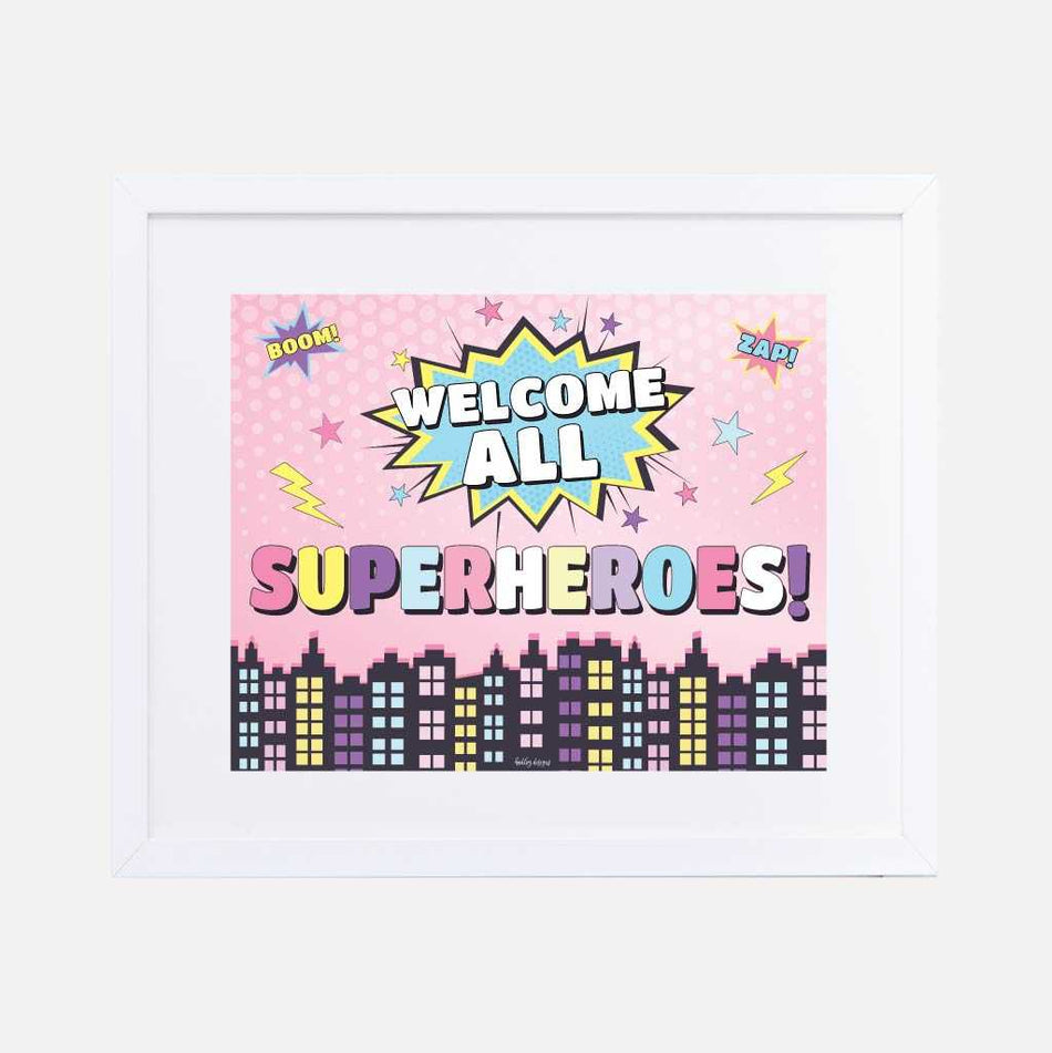 Printable Joint Superhero Kids Party Welcome Sign Template | Hadley ...
