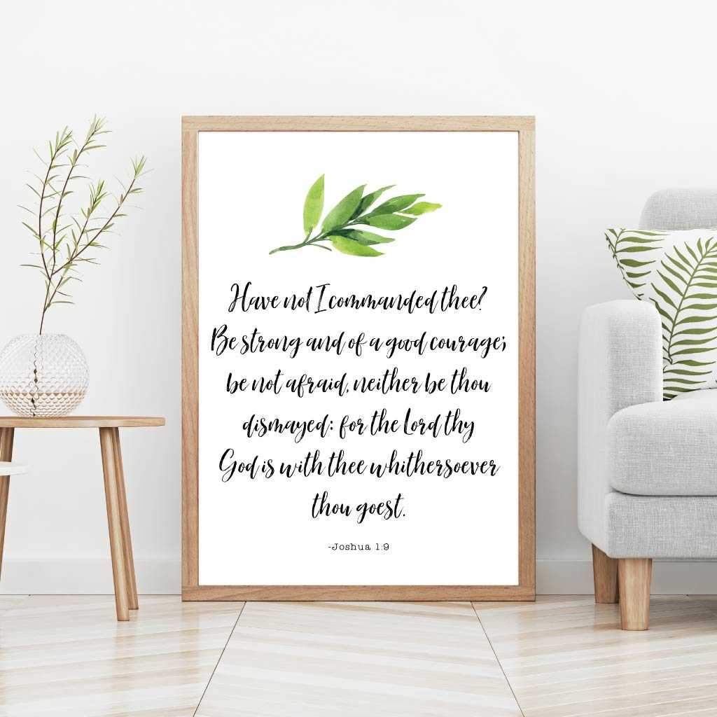 Printable Joshua 1:9 Floral Wall Art Template | Hadley Designs