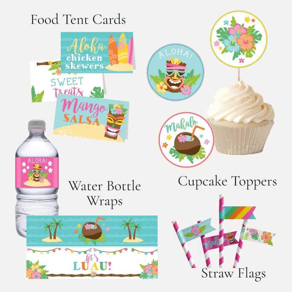 Printable Luau Party Complete Package Templates | Hadley Designs