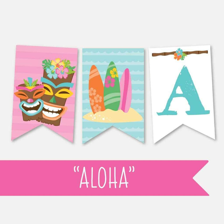 Printable Luau Party Banner Template | Hadley Designs
