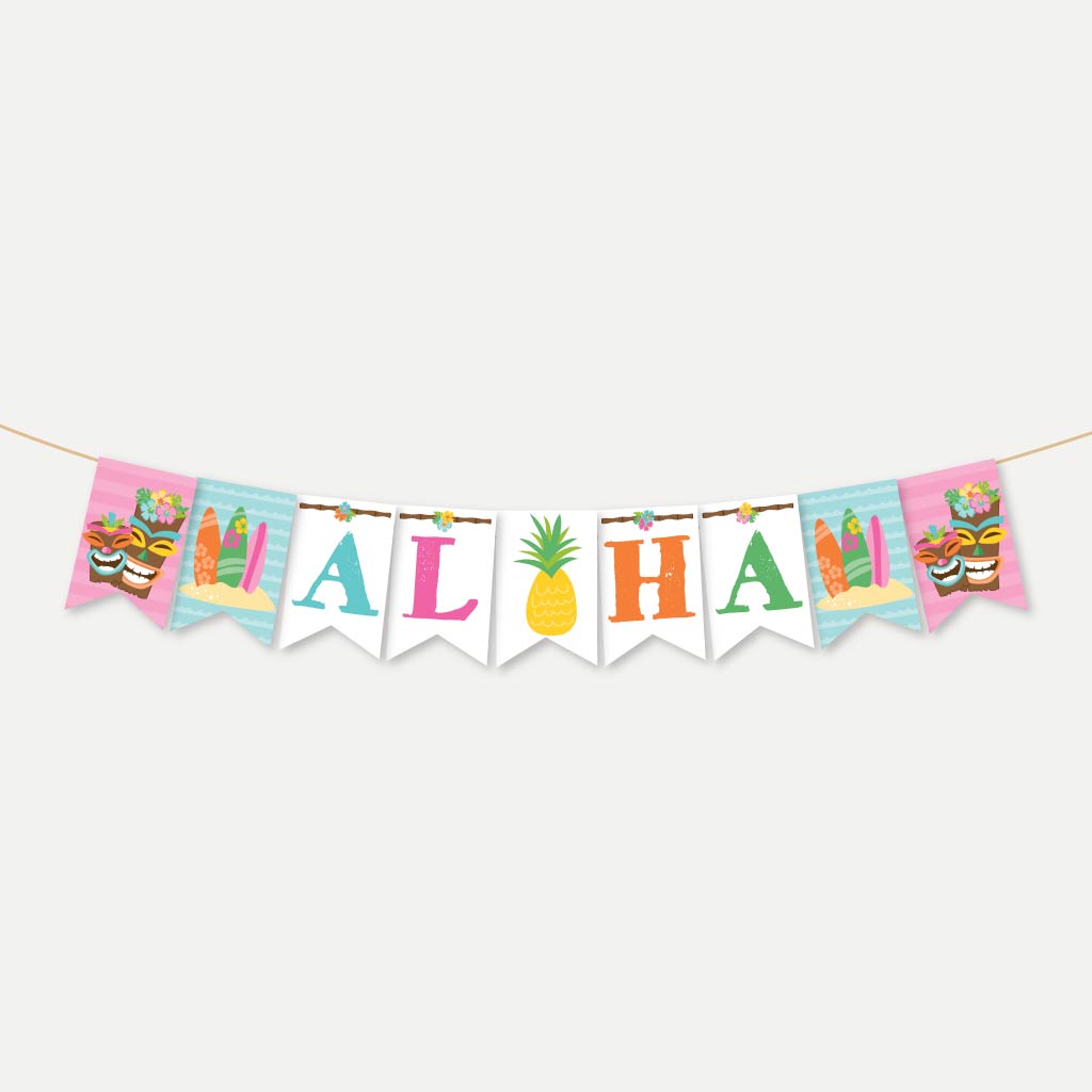 Printable Luau Party Banner Template | Hadley Designs