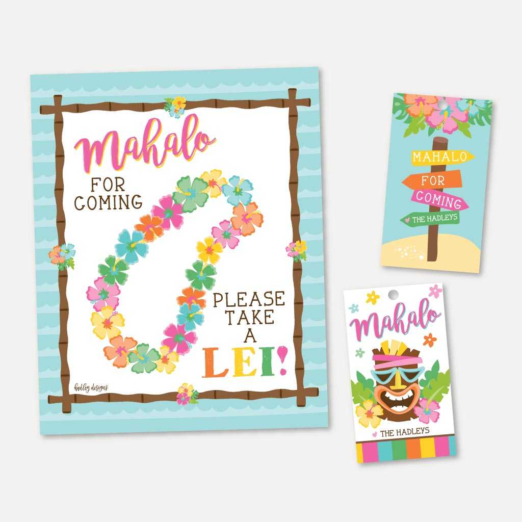 Printable Luau Party Thank You Package Templates | Hadley Designs