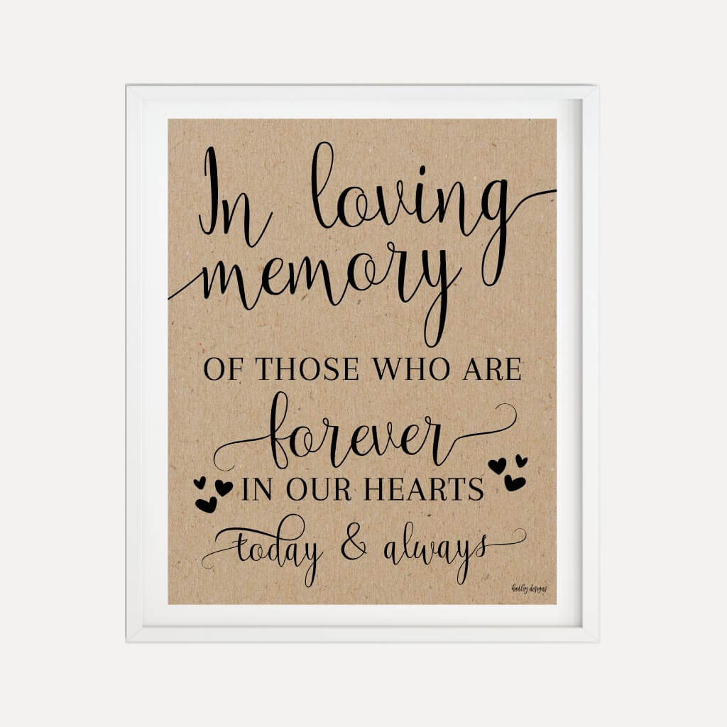 Printable Kraft Calligraphy Wedding In Loving Memory Sign Template ...
