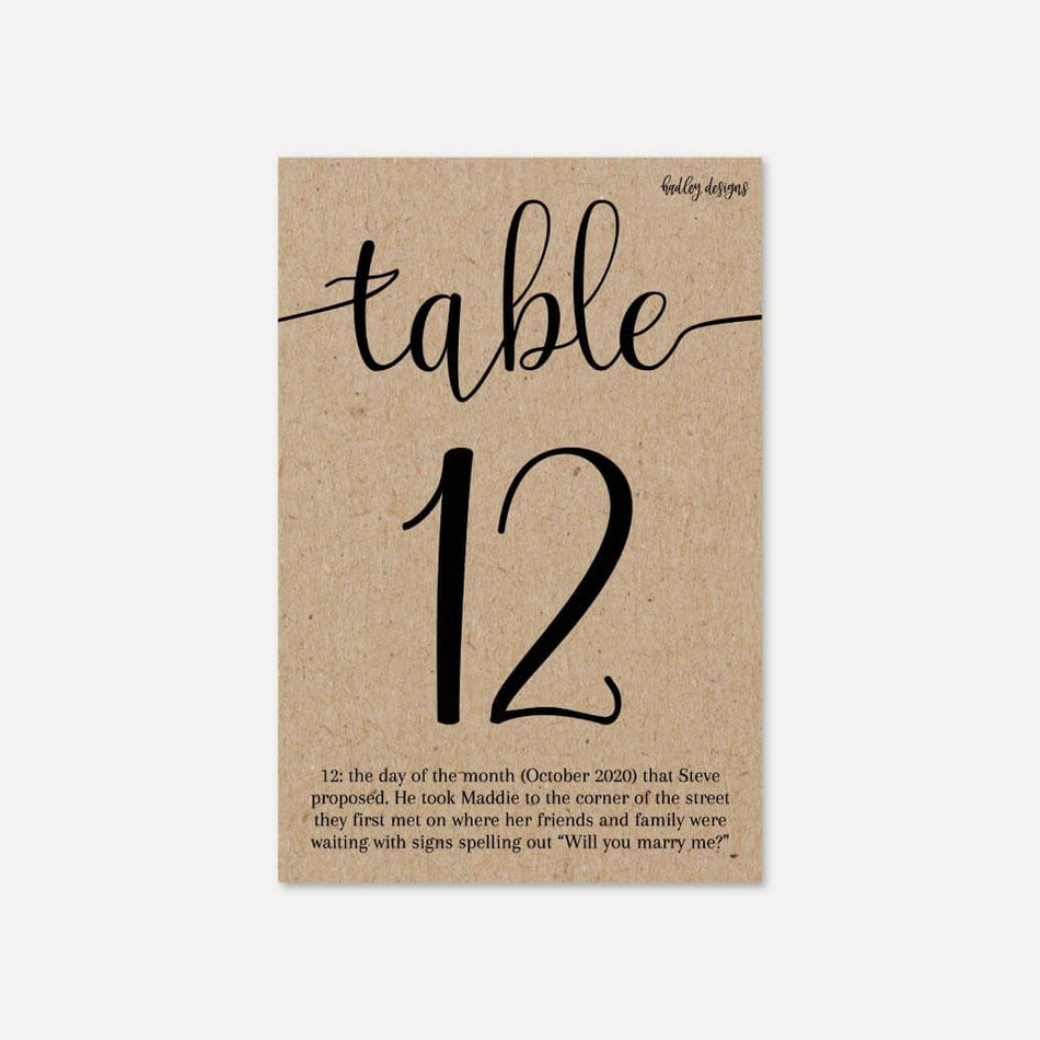 Printable Kraft Calligraphy Wedding Table Numbers Template | Hadley ...