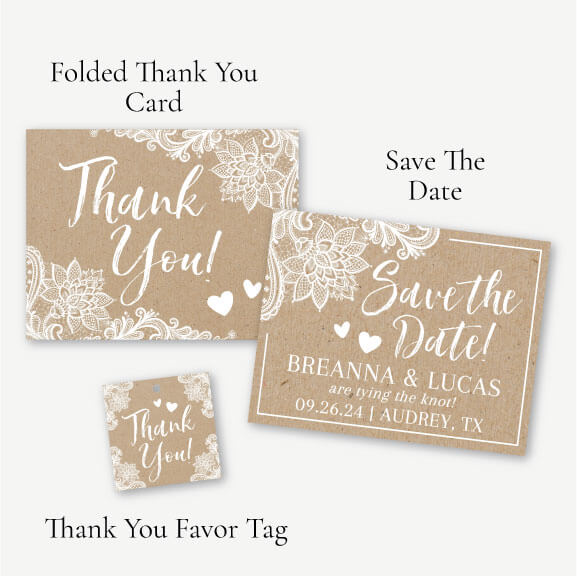 Printable Kraft Lace Rustic Wedding Complete Package Templates | Hadley ...