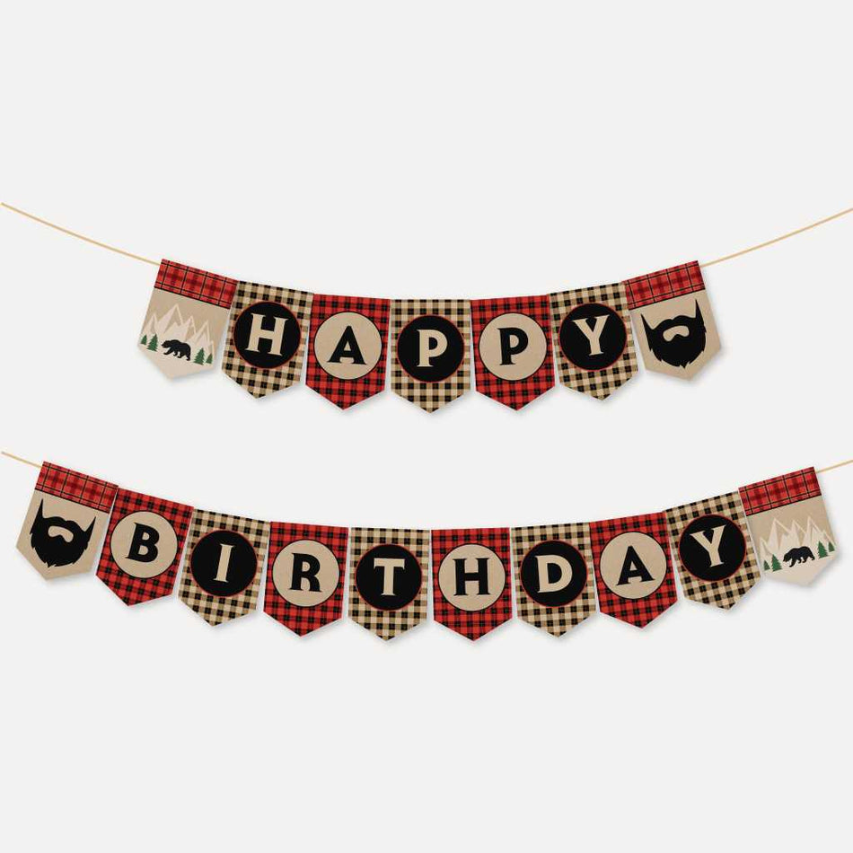 Printable Flannel Lumberjack Kids Party Banner Template | Hadley ...