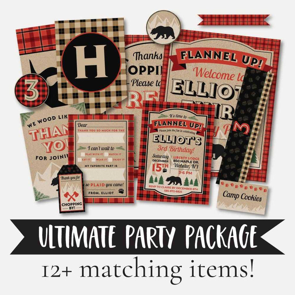 Printable Flannel Lumberjack Kids Party Complete Package Templates ...