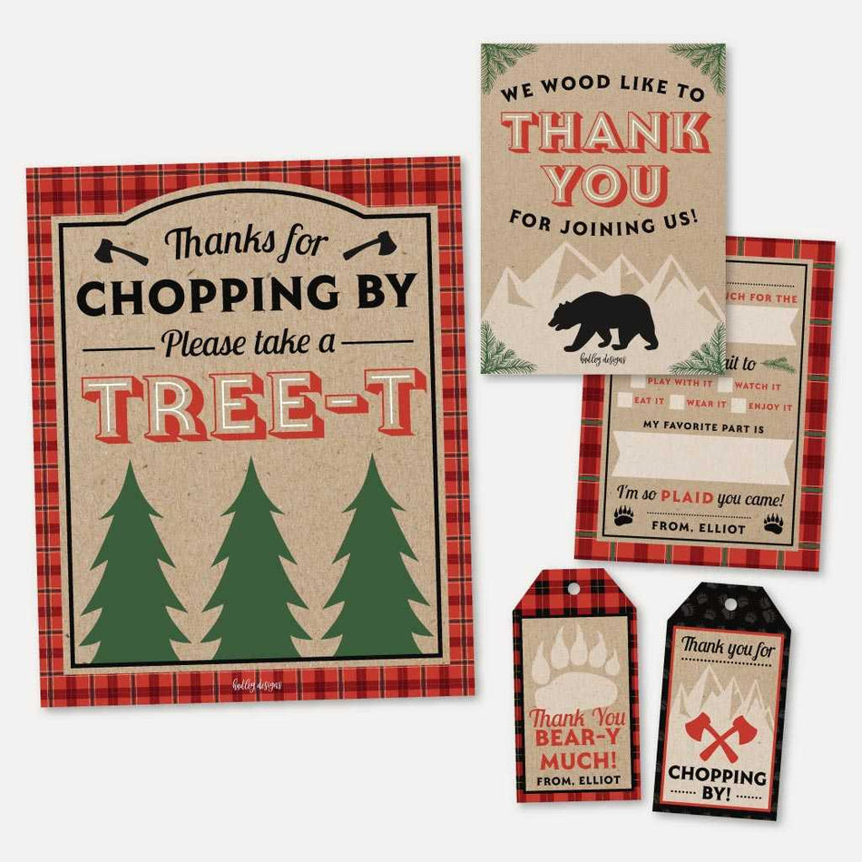 Printable Flannel Lumberjack Kids Party Thank You Package Templates ...