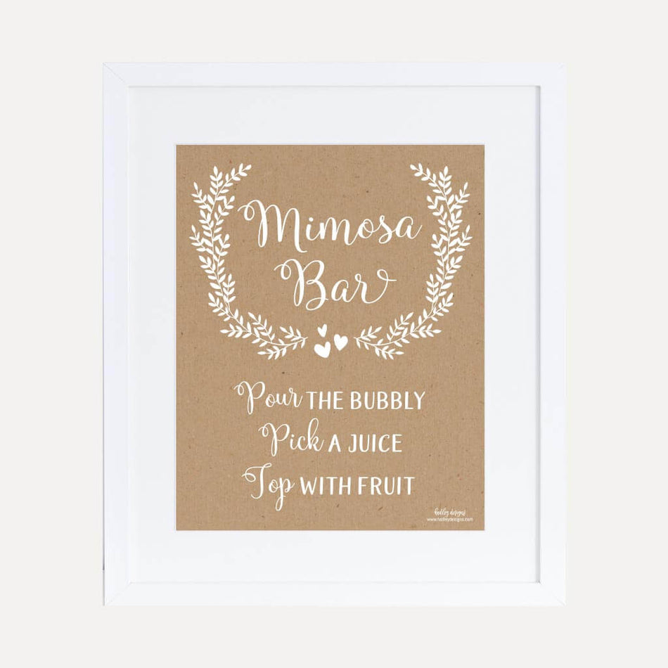 Printable Kraft and White Floral Baby Shower Mimosa Sign Template ...