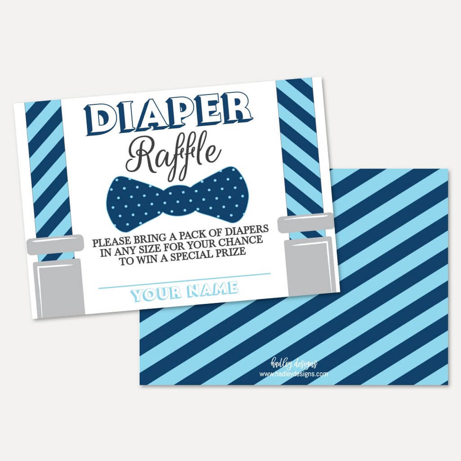 Printable Little Man Baby Shower Diaper Raffle Template | Hadley Designs