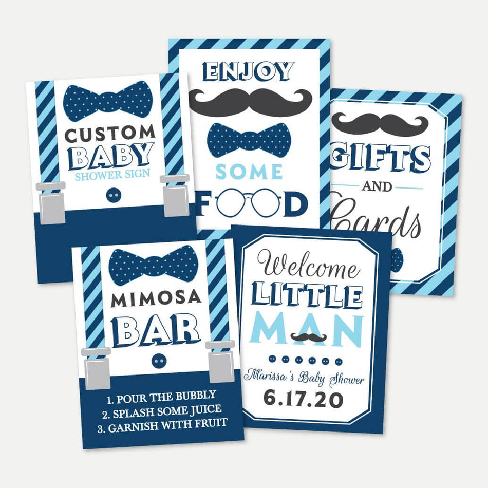 Printable Little Man Baby Shower Sign Set Templates | Hadley Designs ...