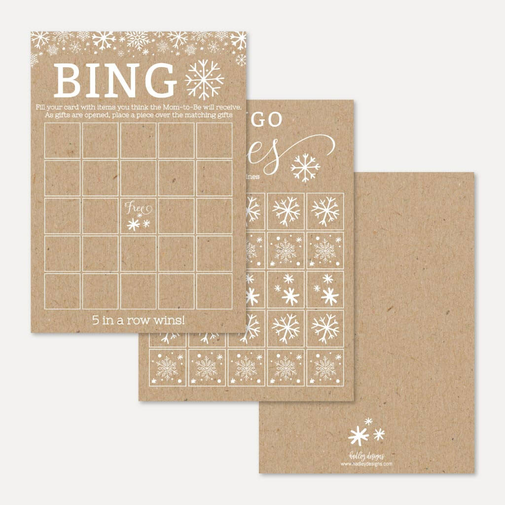 Printable Little Snowflake Baby Shower Bingo Game Template | Hadley Designs