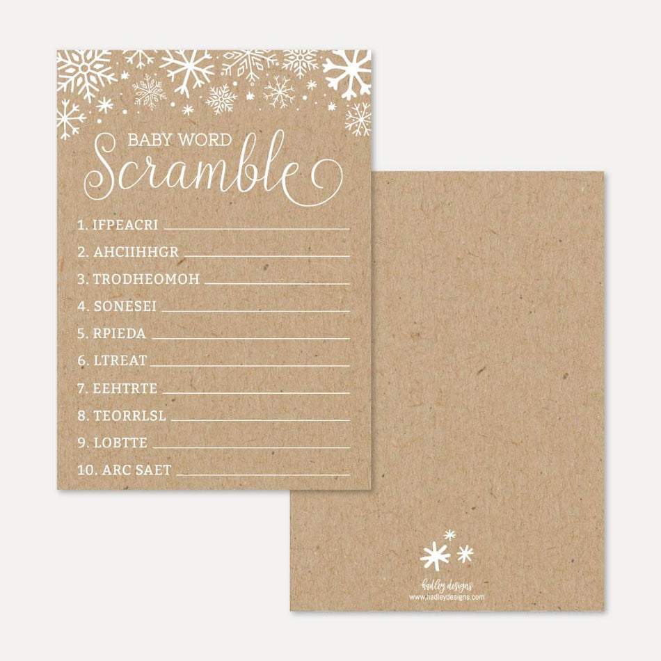 Printable Little Snowflake Baby Shower Game Set Templates | Hadley ...