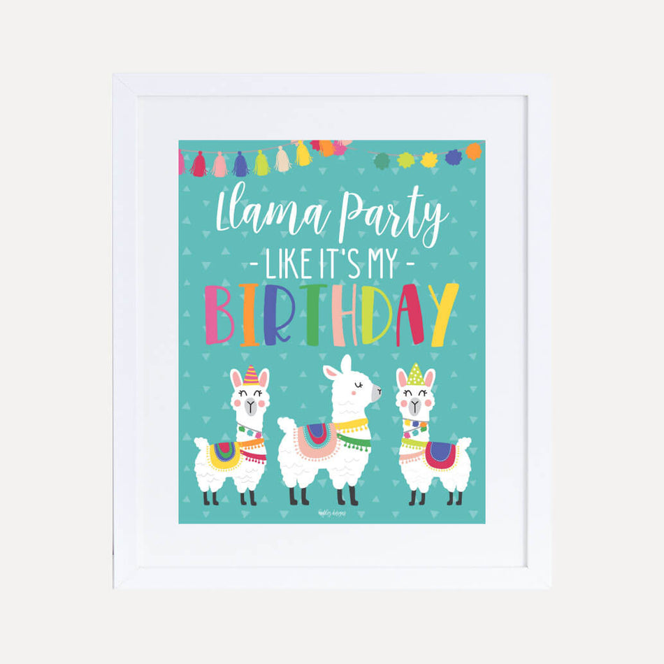 Printable Llama Kids Party Birthday Sign Template | Hadley Designs ...