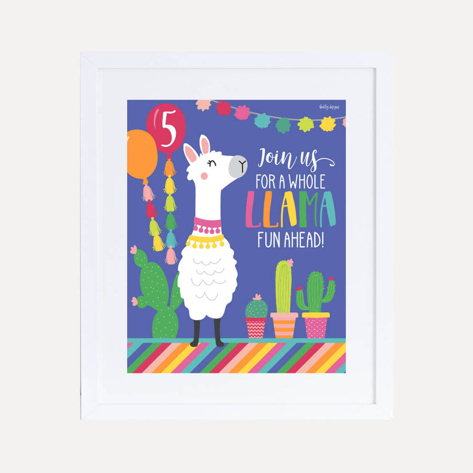 Printable Llama Kids Party Welcome Sign Template | Hadley Designs ...