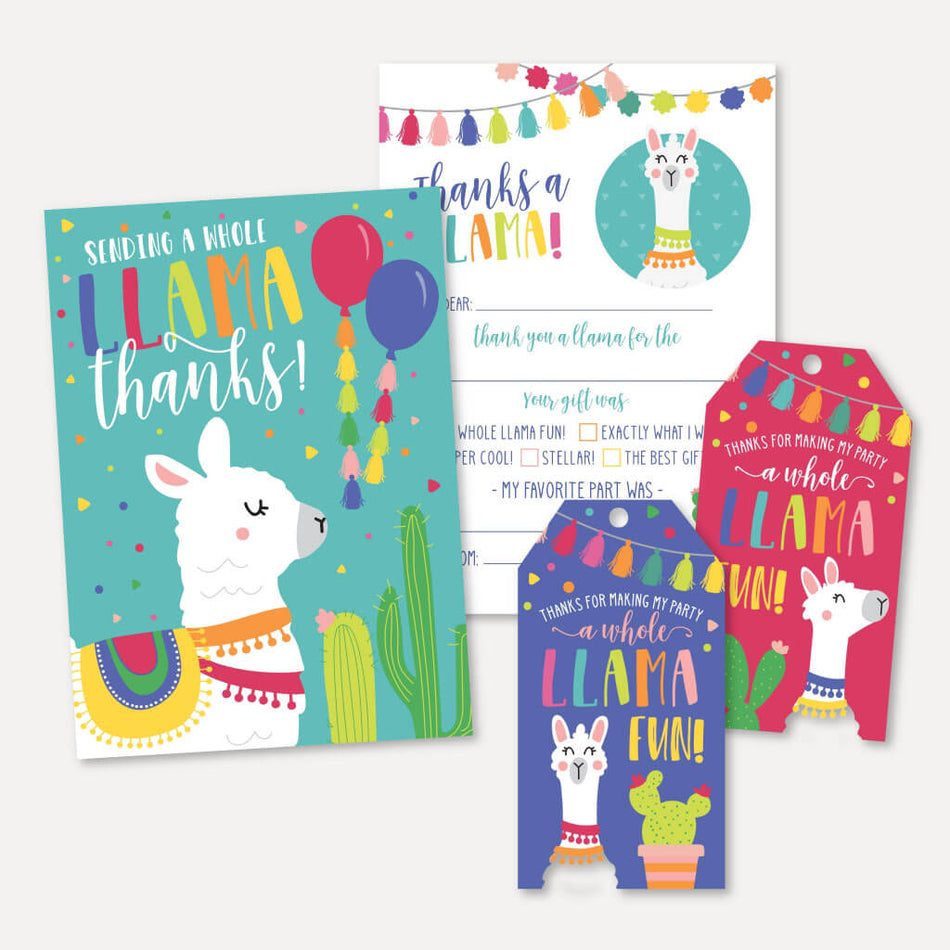 Printable Llama Kids Party Thank You Package Template | Hadley Designs ...