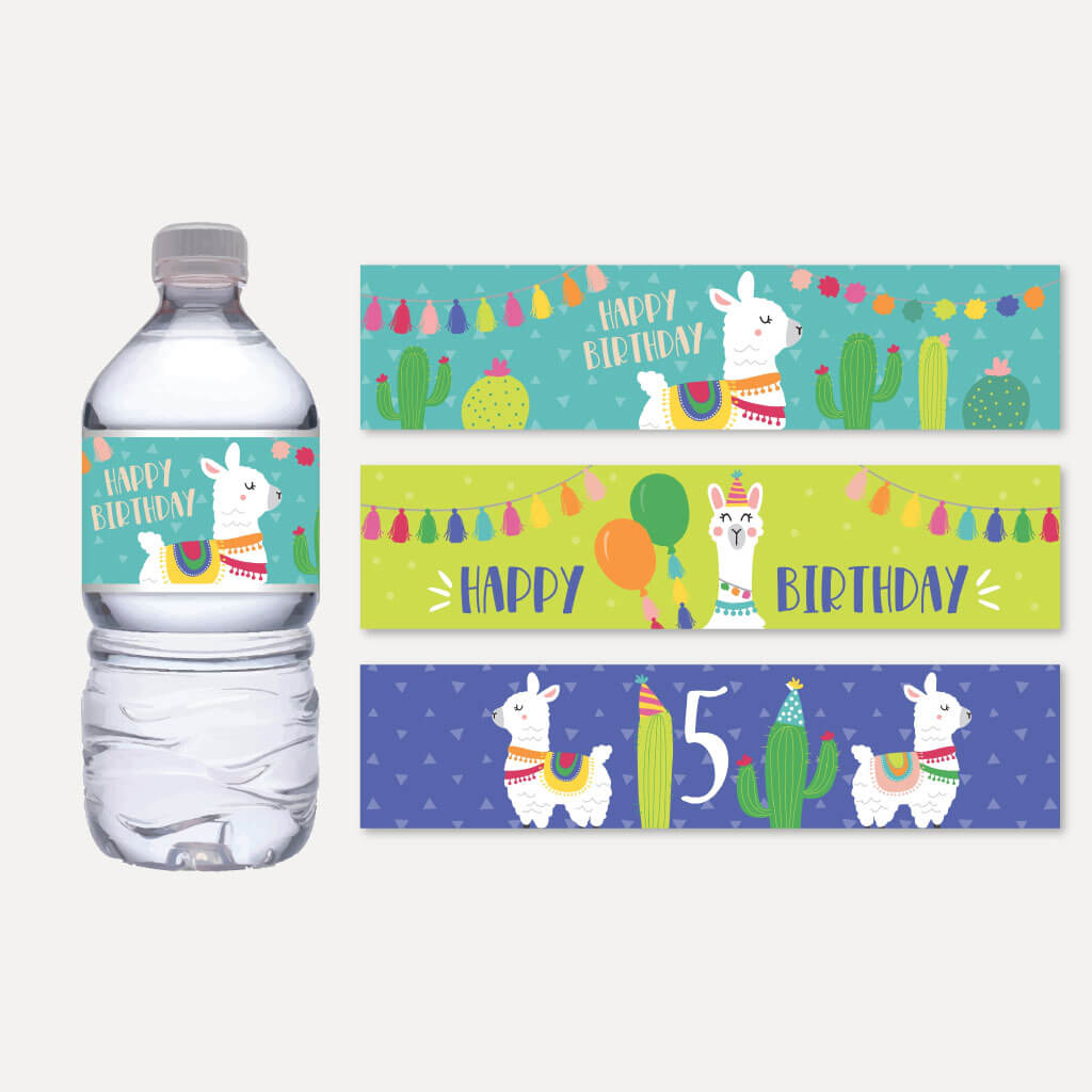 Printable Llama Kids Party Bottle Label Template | Hadley Designs
