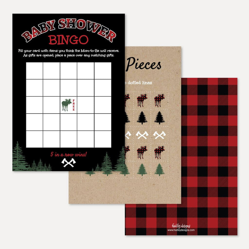 Printable Lumberjack Baby Shower Bingo Game Template | Hadley Designs ...