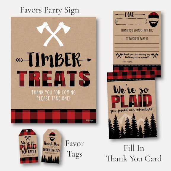 Printable Lumberjack Kids Party Complete Package Templates | Hadley Designs