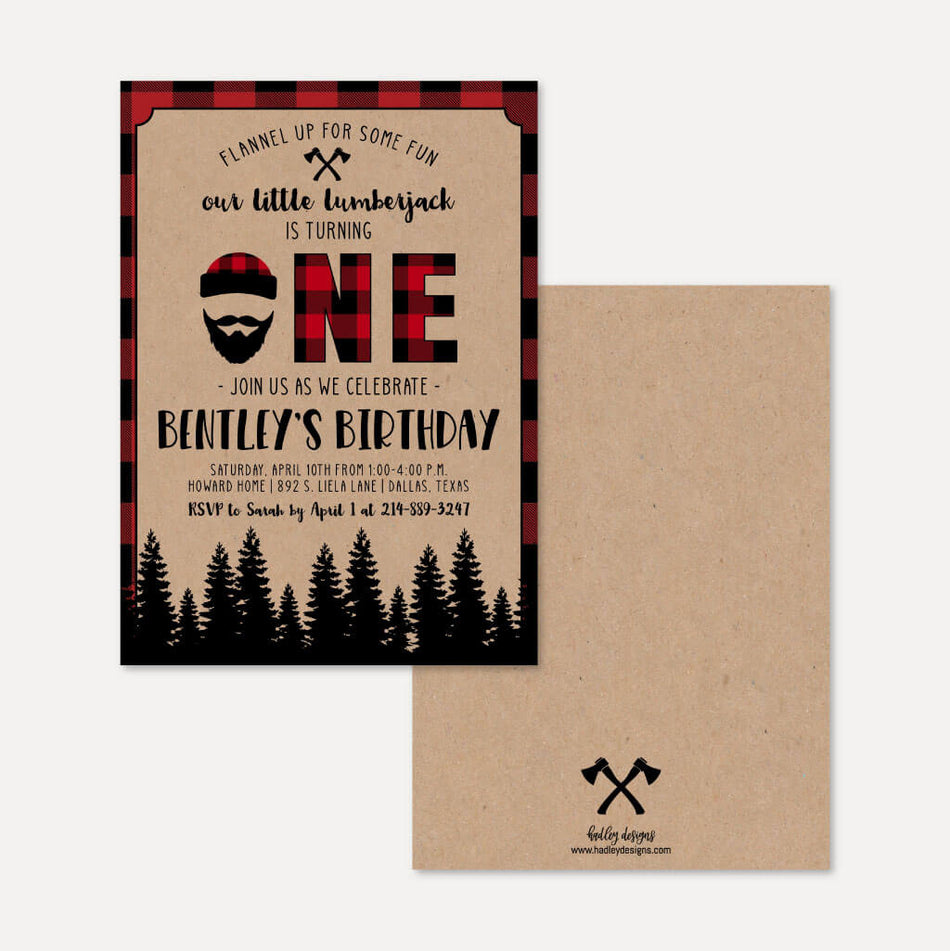 Printable Lumberjack Kids Party Invitation Template | Hadley Designs