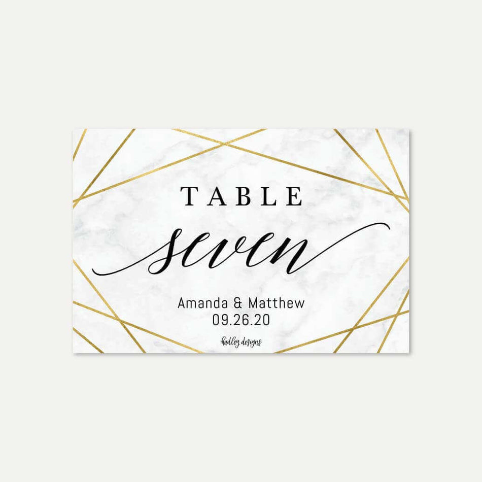 Printable Marble and Gold Geometric Wedding Table Numbers Template ...